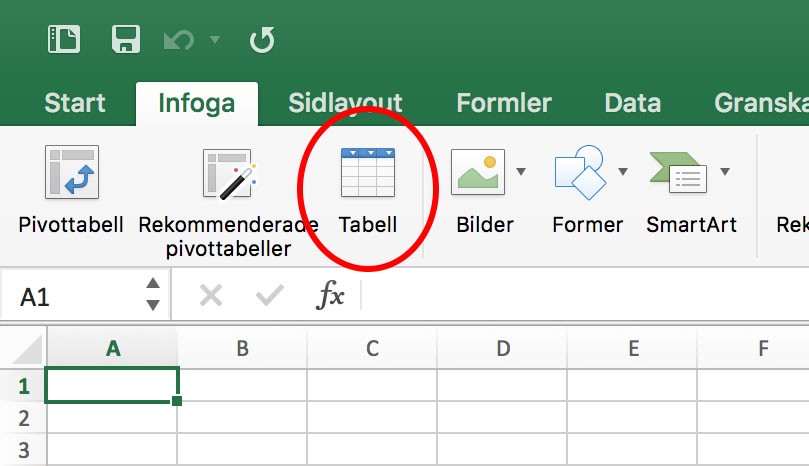 Uppgift 1: Skapa en tabell
